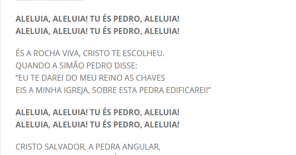 TU ÉS PEDRO, ALELUIA! - Músicas para Missa